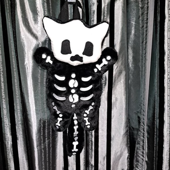 Bags | Nwot Fluffy Skeleton Cat Backpack Measurements In Photos | Poshmark